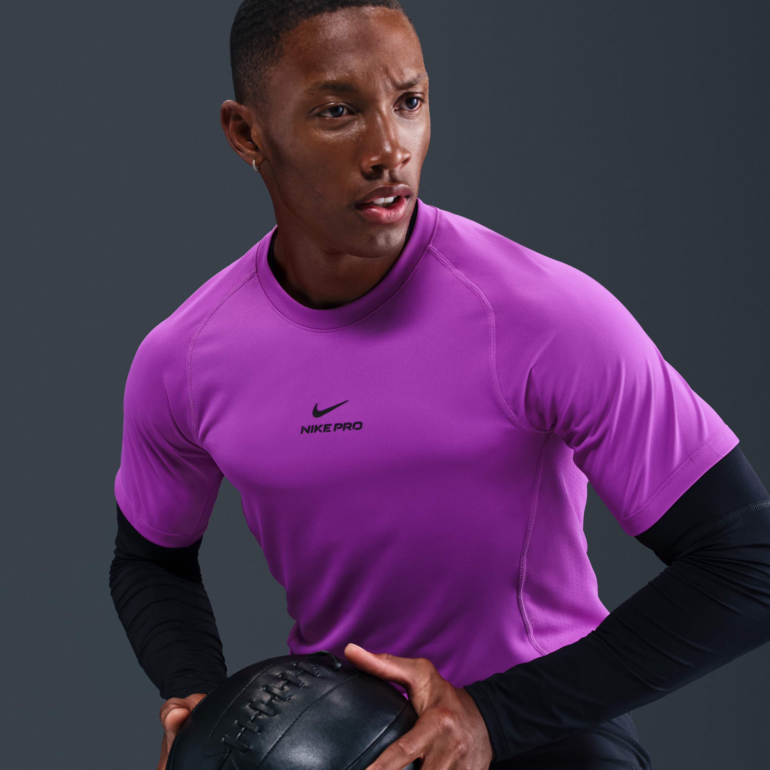 Buy Nike Pro Training Men's Dri-FIT Short-Sleeve Top - Vivid Purple ...