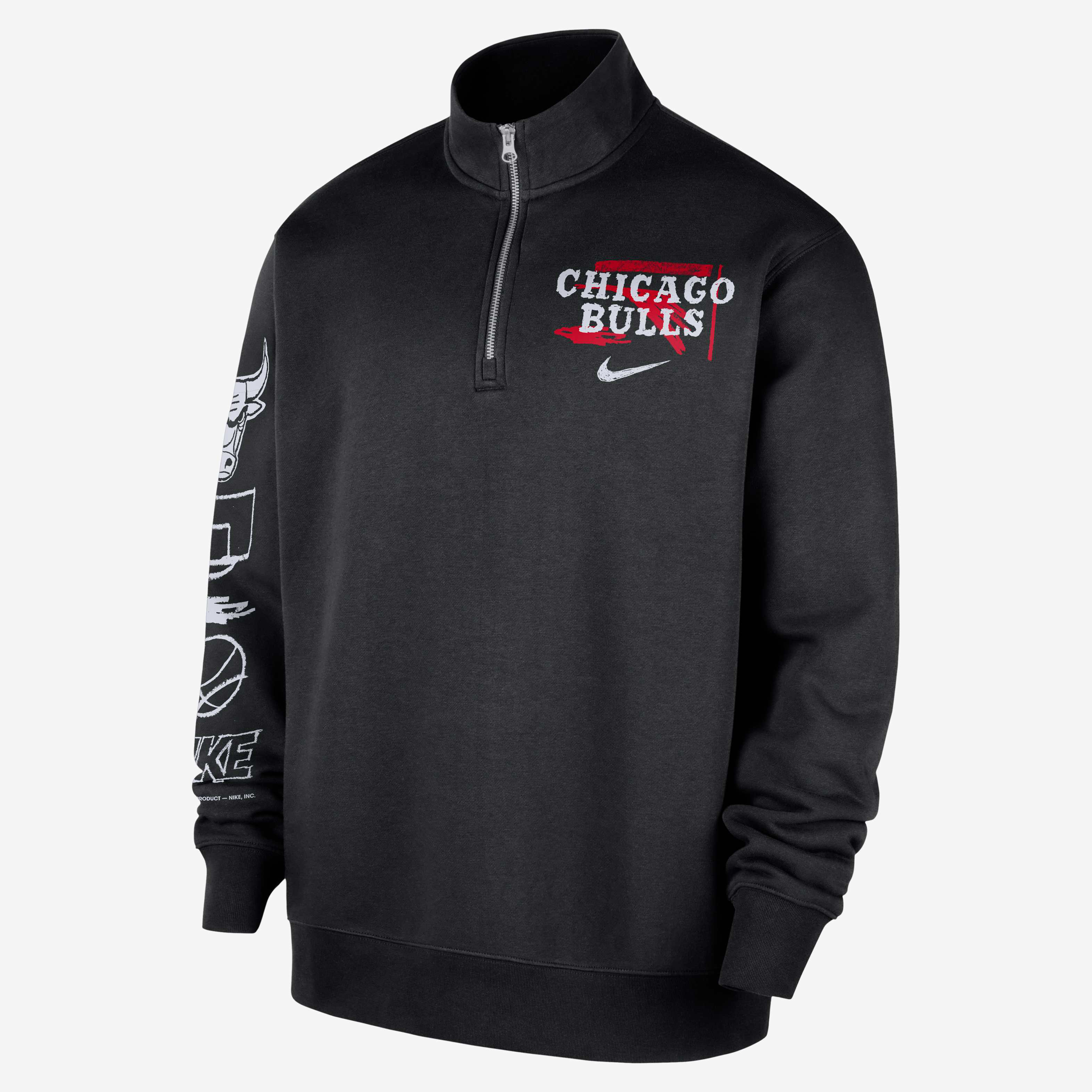 Buy Chicago Bulls Courtside Men's Nike NBA Club 1/2-Zip Top - Black ...