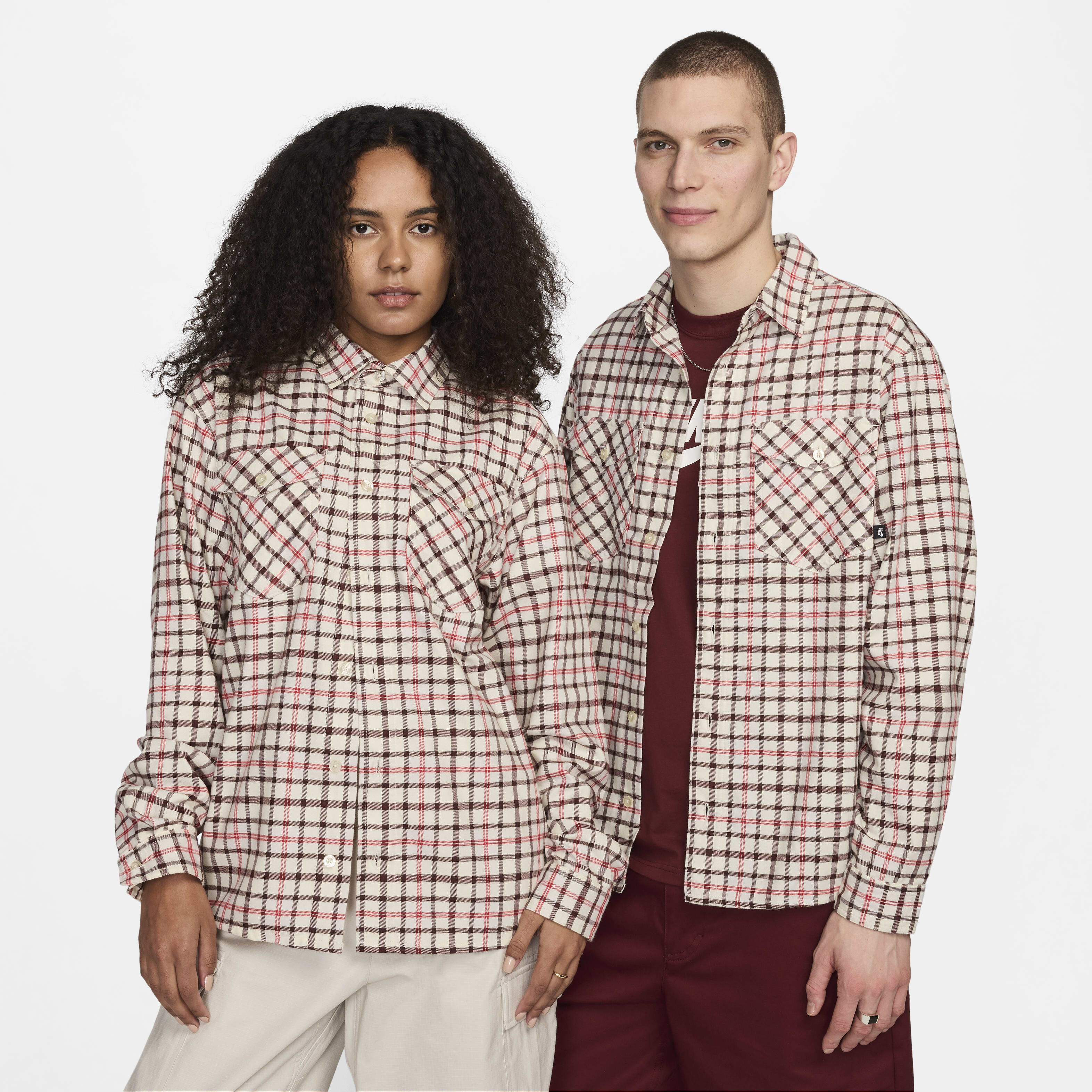 Buy Nike SB Long-Sleeve Flannel Skate Button-Down Shirt - Coconut Milk ...