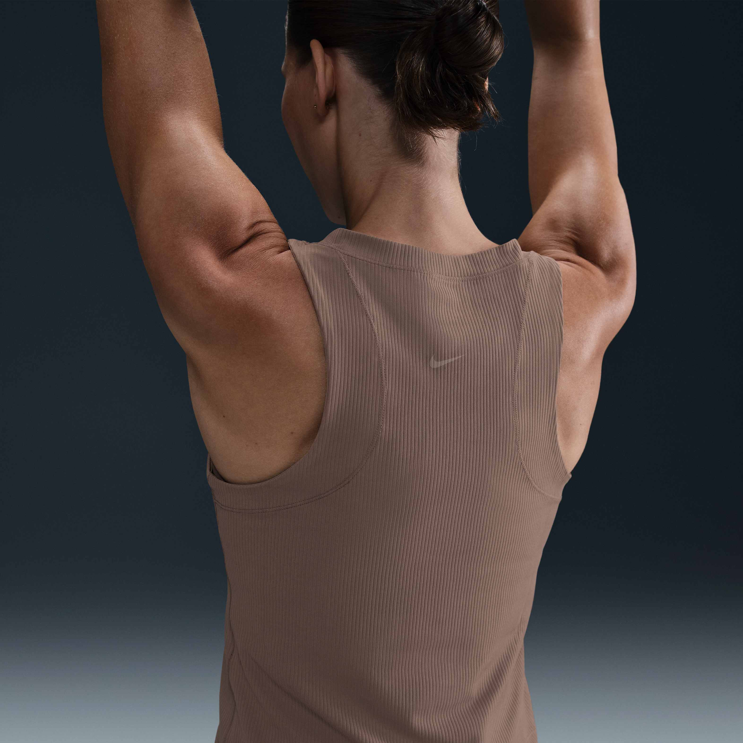 Buy Nike Zenvy Rib Women's Dri-FIT Tank Top - Mink Brown/White | Nike ...