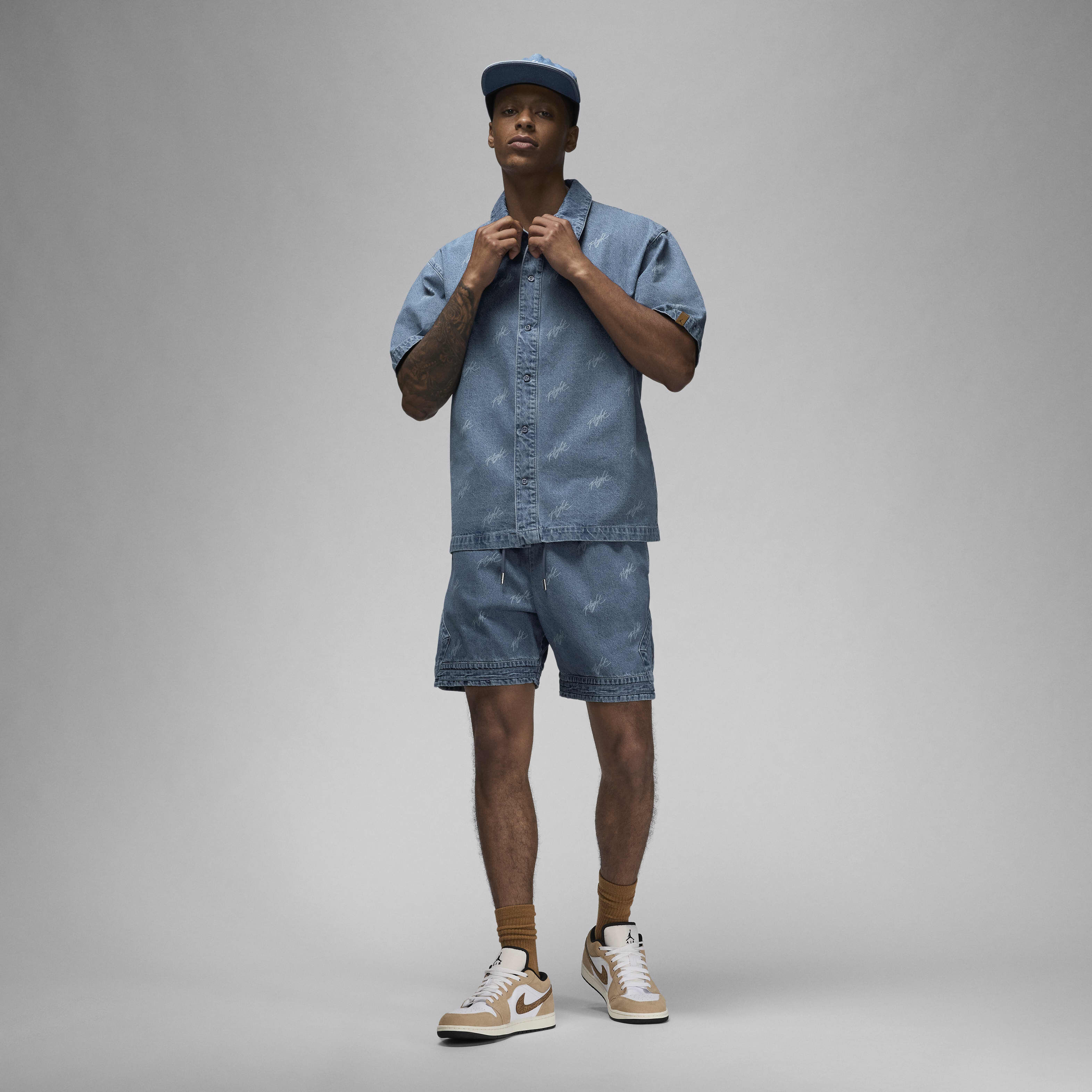 Buy Jordan Flight Heritage Men's Denim Top - Blue Grey @ Nike UAE