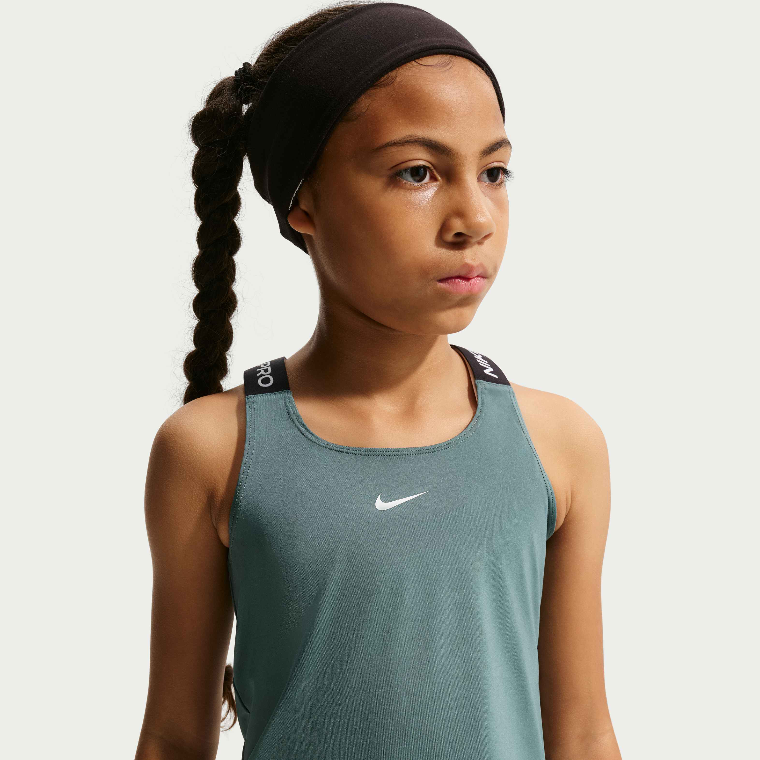 Buy Nike Pro Older Kids' (Girls') Dri-FIT Tank Top - Mineral Slate ...