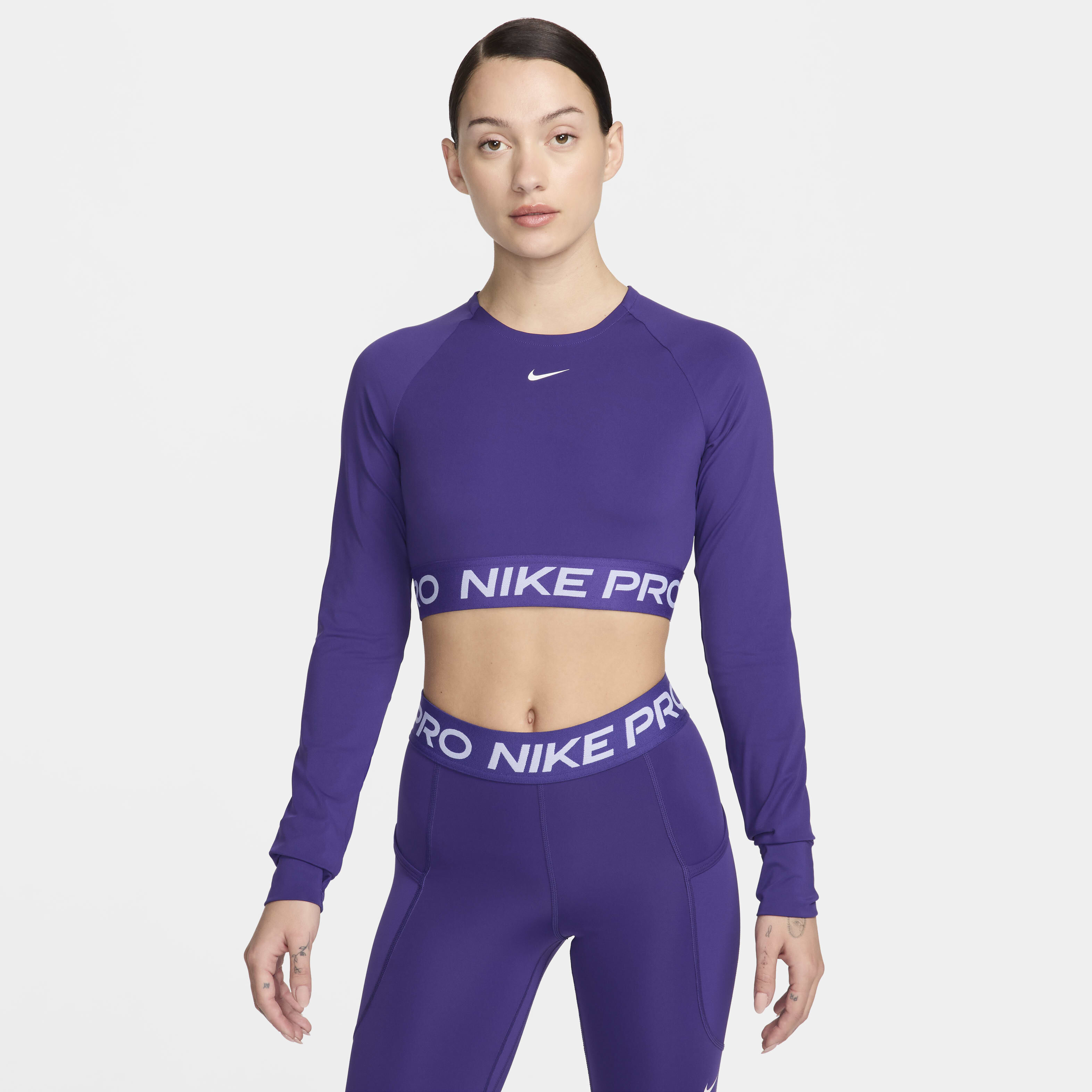 Buy Nike Pro Women's Dri-FIT Cropped Long-Sleeve Top - Court Purple ...