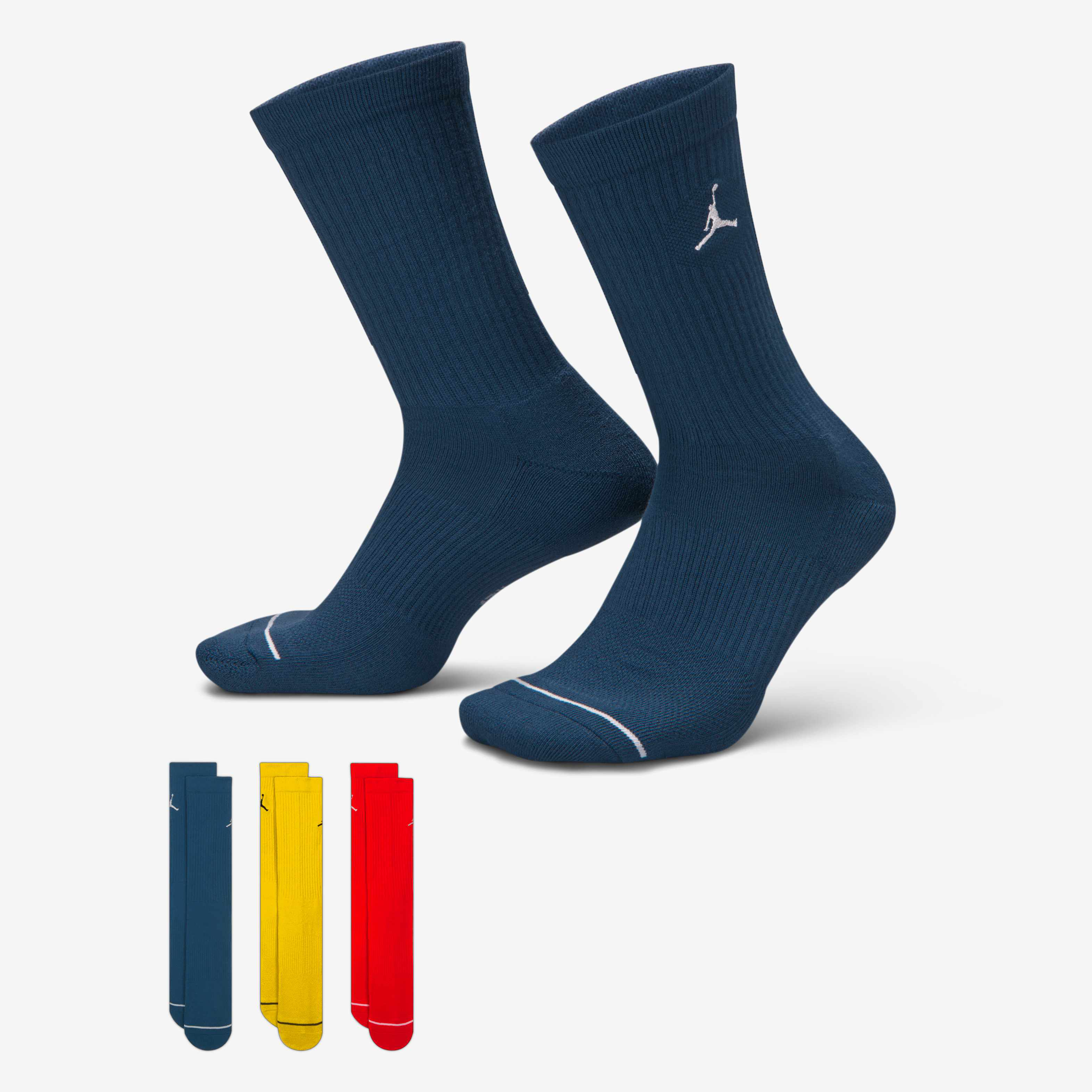 Buy Jordan Everyday Crew Socks (3 pairs) - Blue/Yellow/Orange/White ...