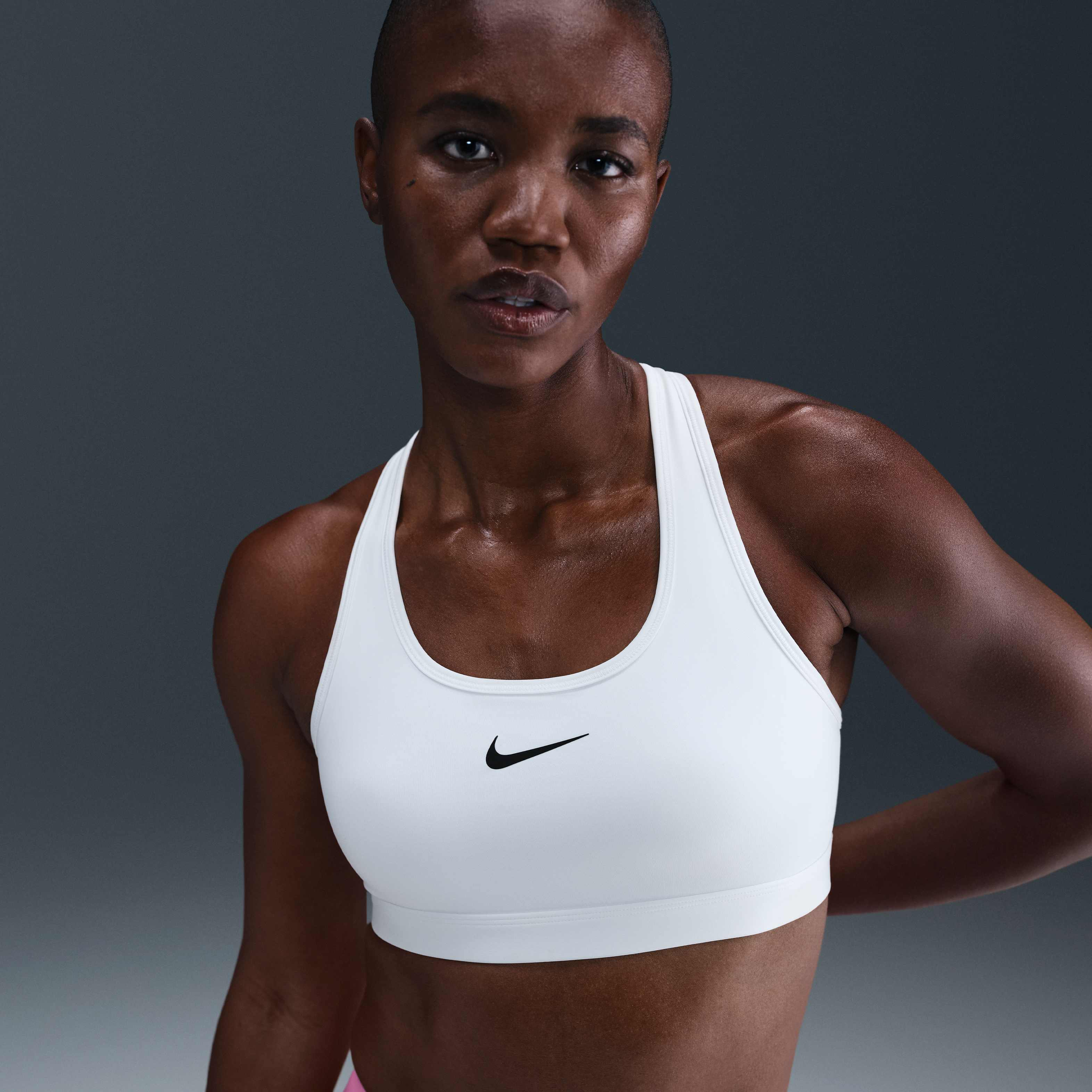 Buy Nike Swoosh Medium Support Women's Non-Padded Sports Bra - White ...