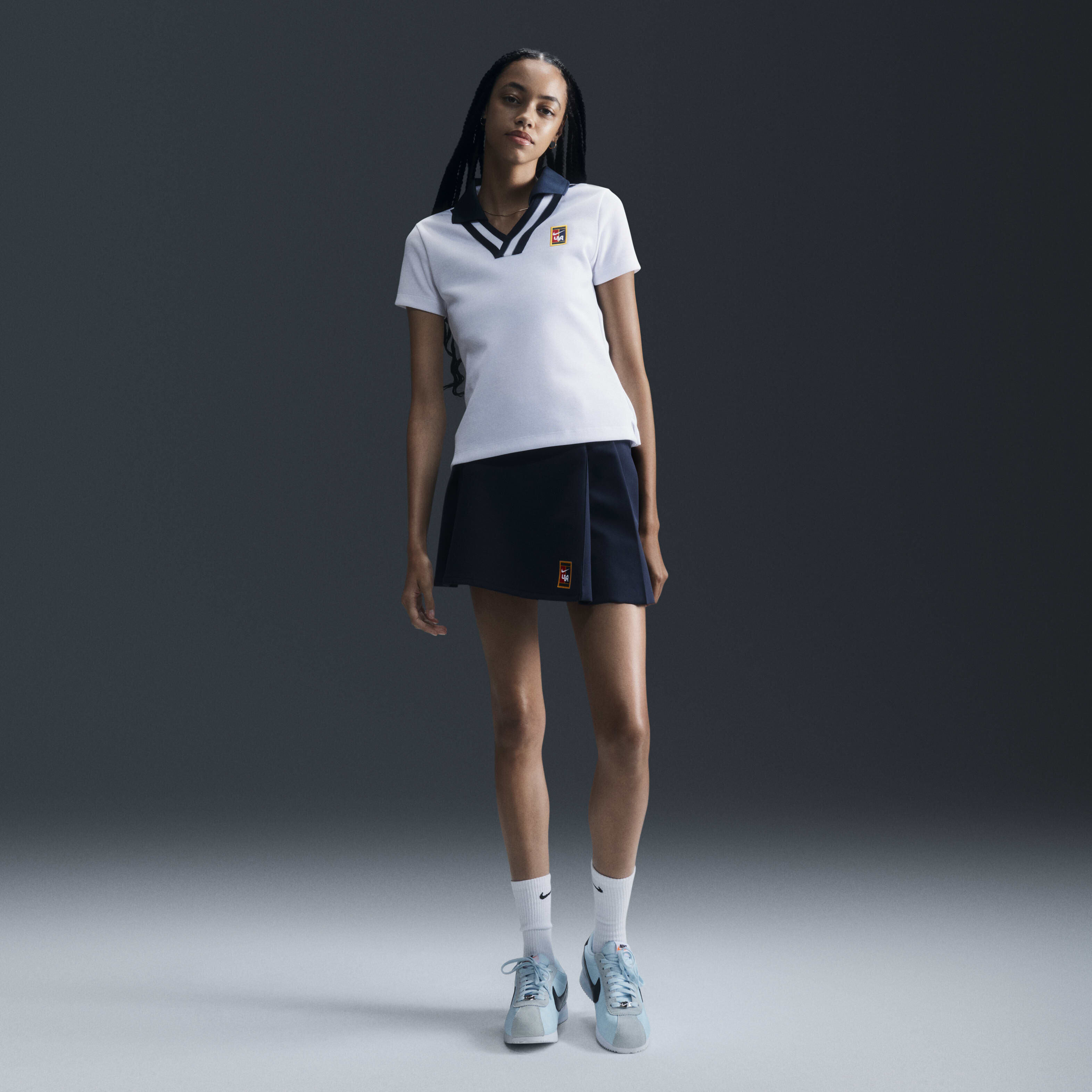 Buy Nike Women by YOON Women's Short-Sleeve Polo - White/Armoury Navy ...