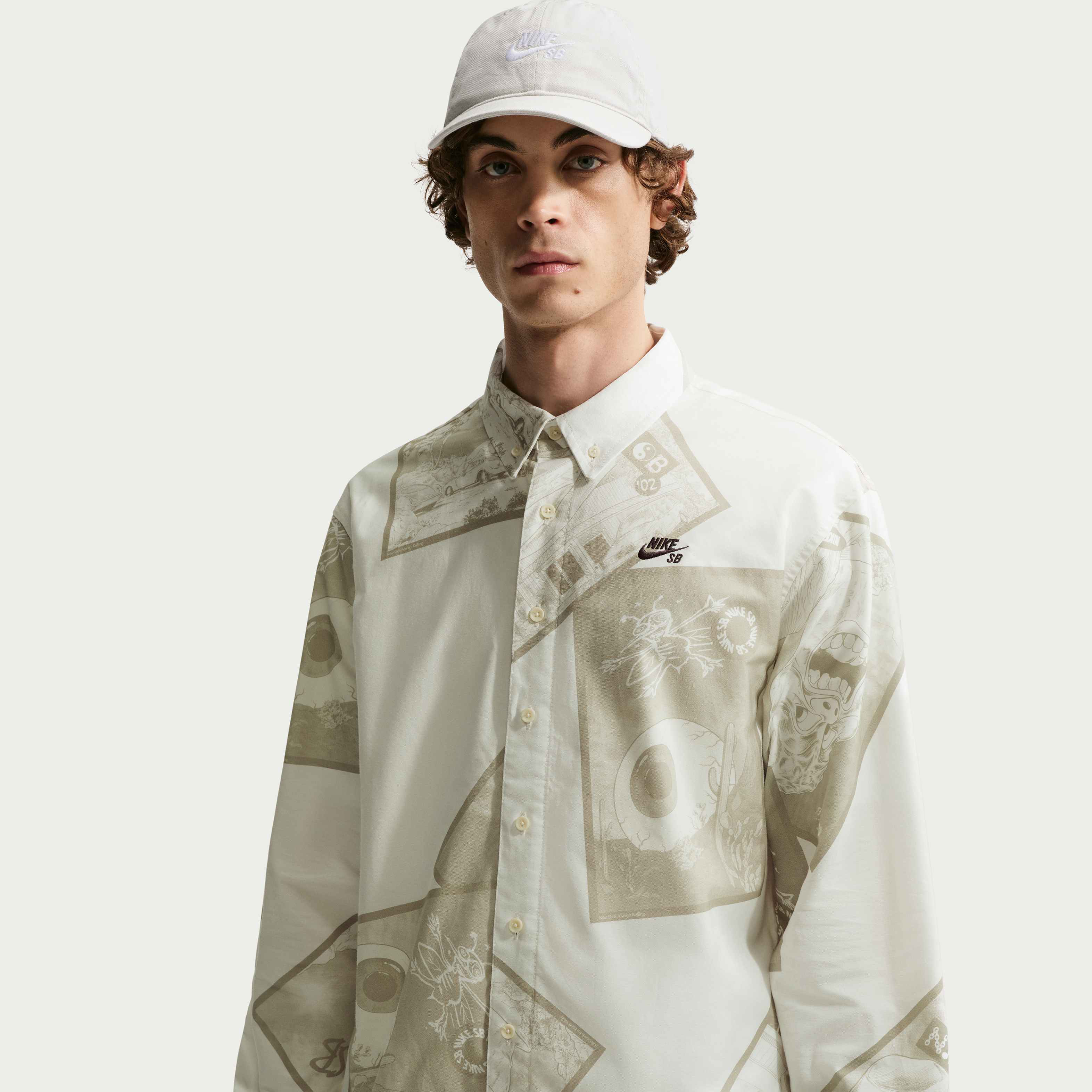 Buy Nike SB Men's Long-Sleeve Button-Up Skate Top - Sail @ Nike UAE