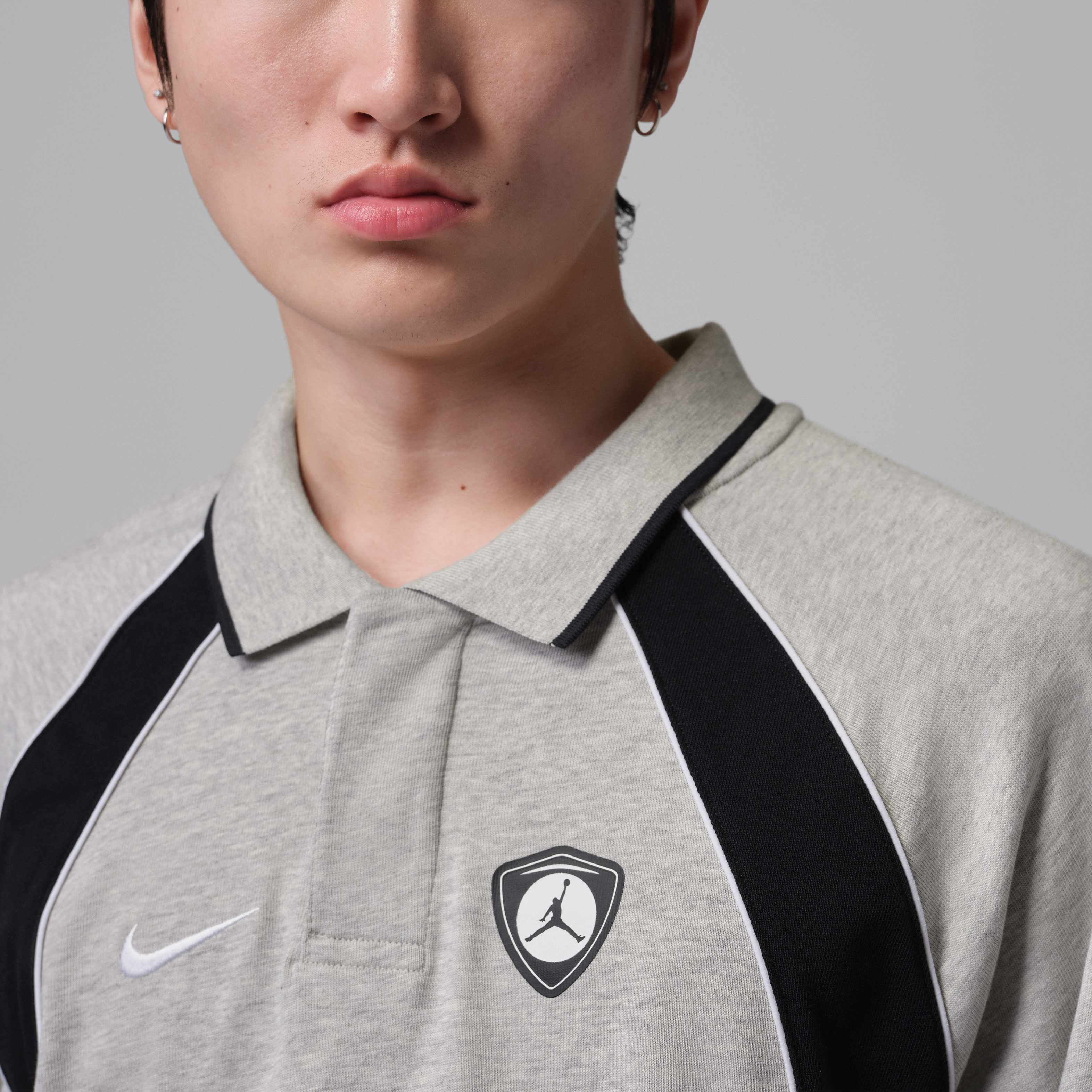 Buy Jordan Flight Men's Long-Sleeve Polo Jersey - Grey Heather/Black ...