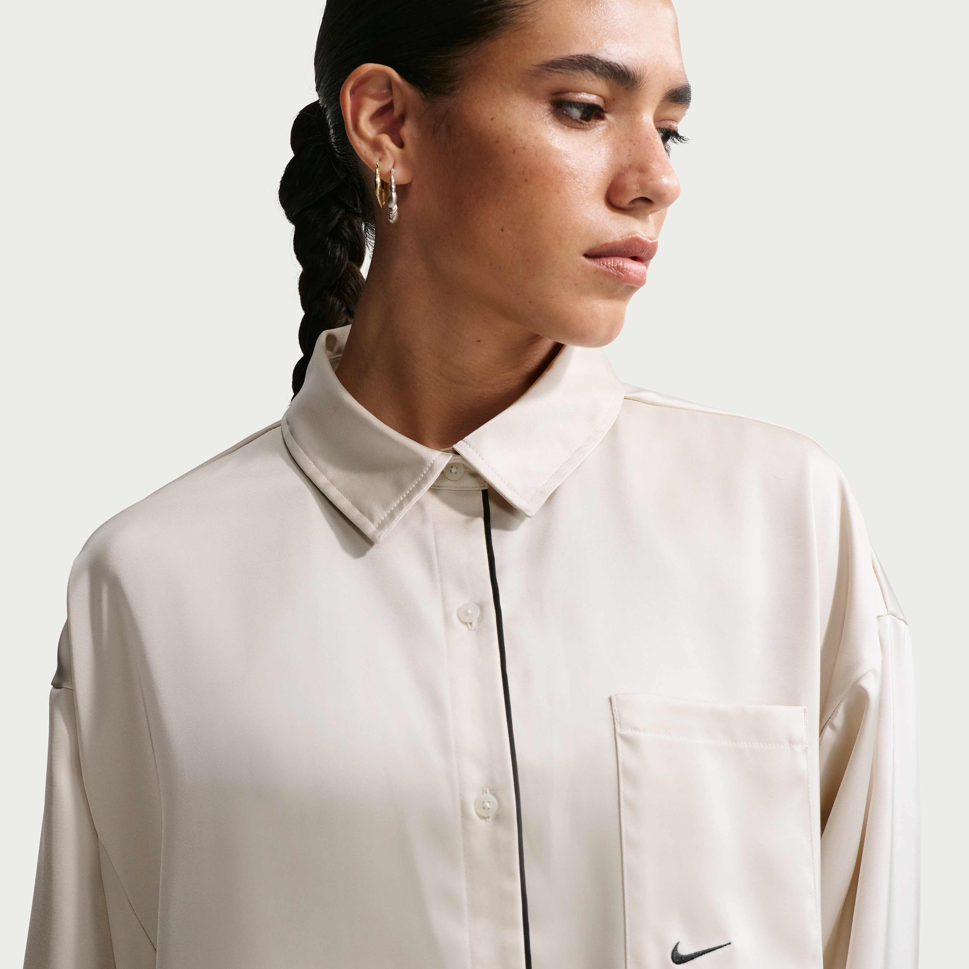 Buy Nike Sportswear Women's Oversized Satin Long-Sleeve Top - Light ...