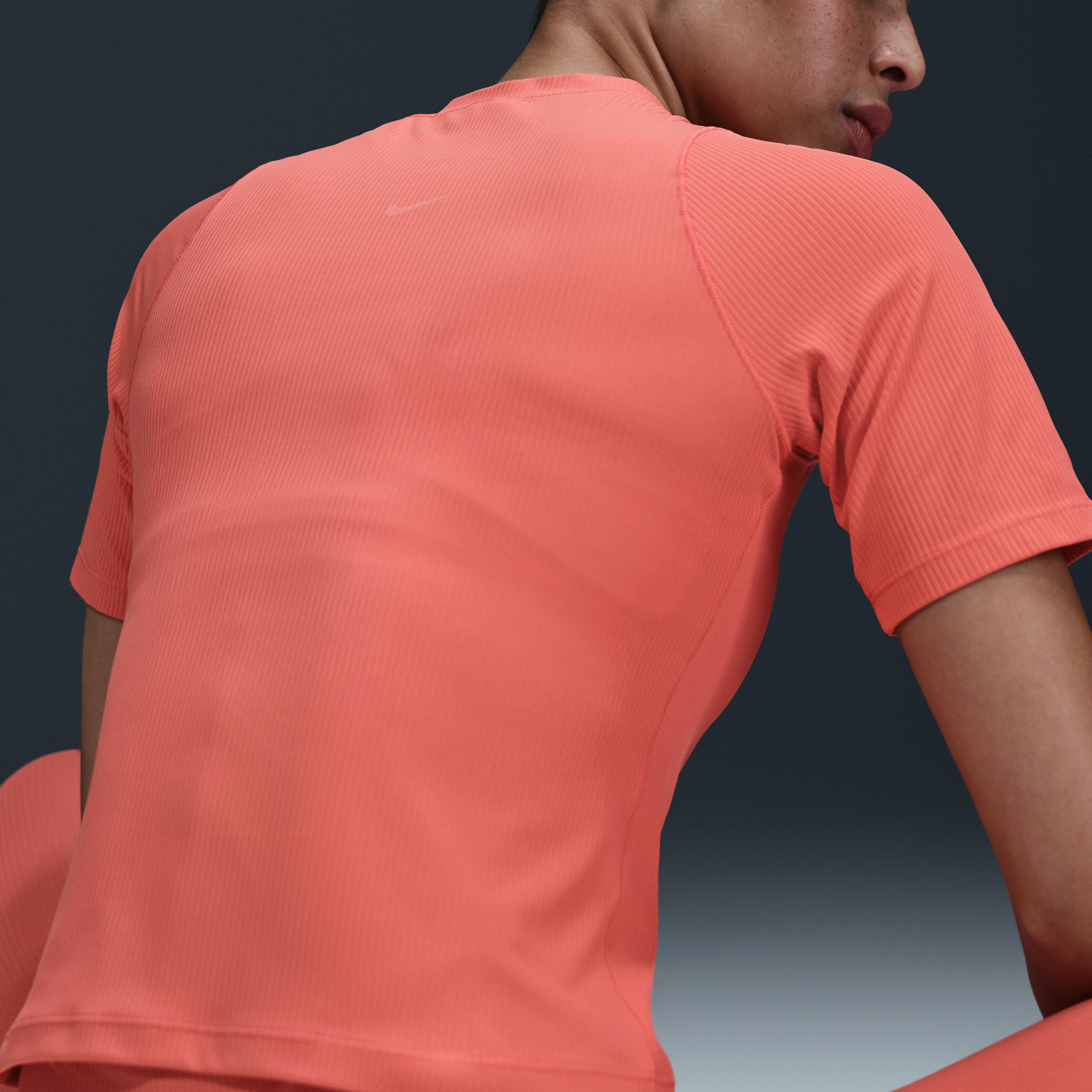 Buy Nike Zenvy Rib Women's Dri-FIT Short-Sleeve Top - Magic Ember/White ...