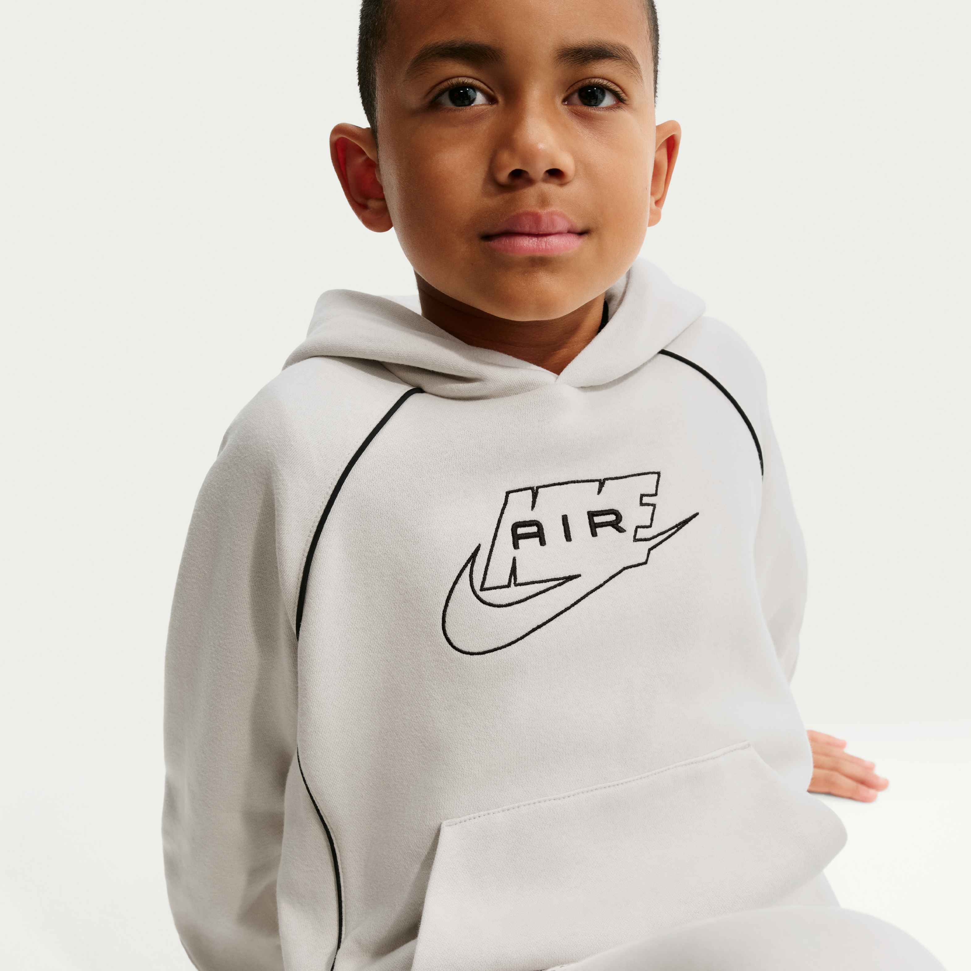 Buy Nike Air Older Kids' Pullover Hoodie - Light Bone/Black/Black ...