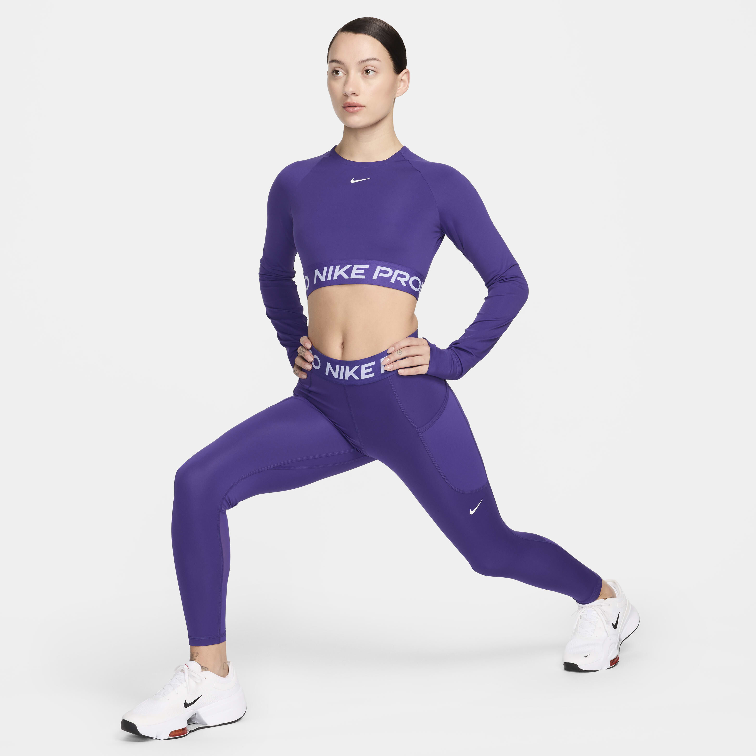 Buy Nike Pro Women's Dri-FIT Cropped Long-Sleeve Top - Court Purple ...