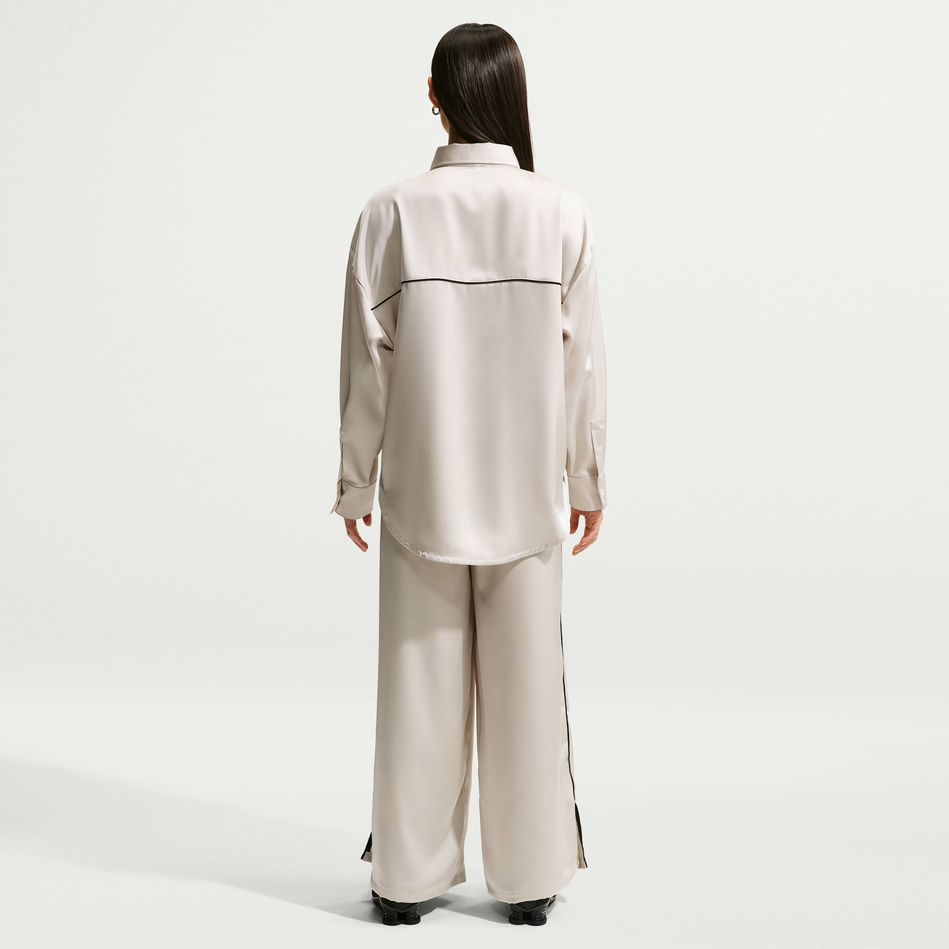 Buy Nike Sportswear Women's Loose Mid-Rise Satin Trousers - Light Bone ...