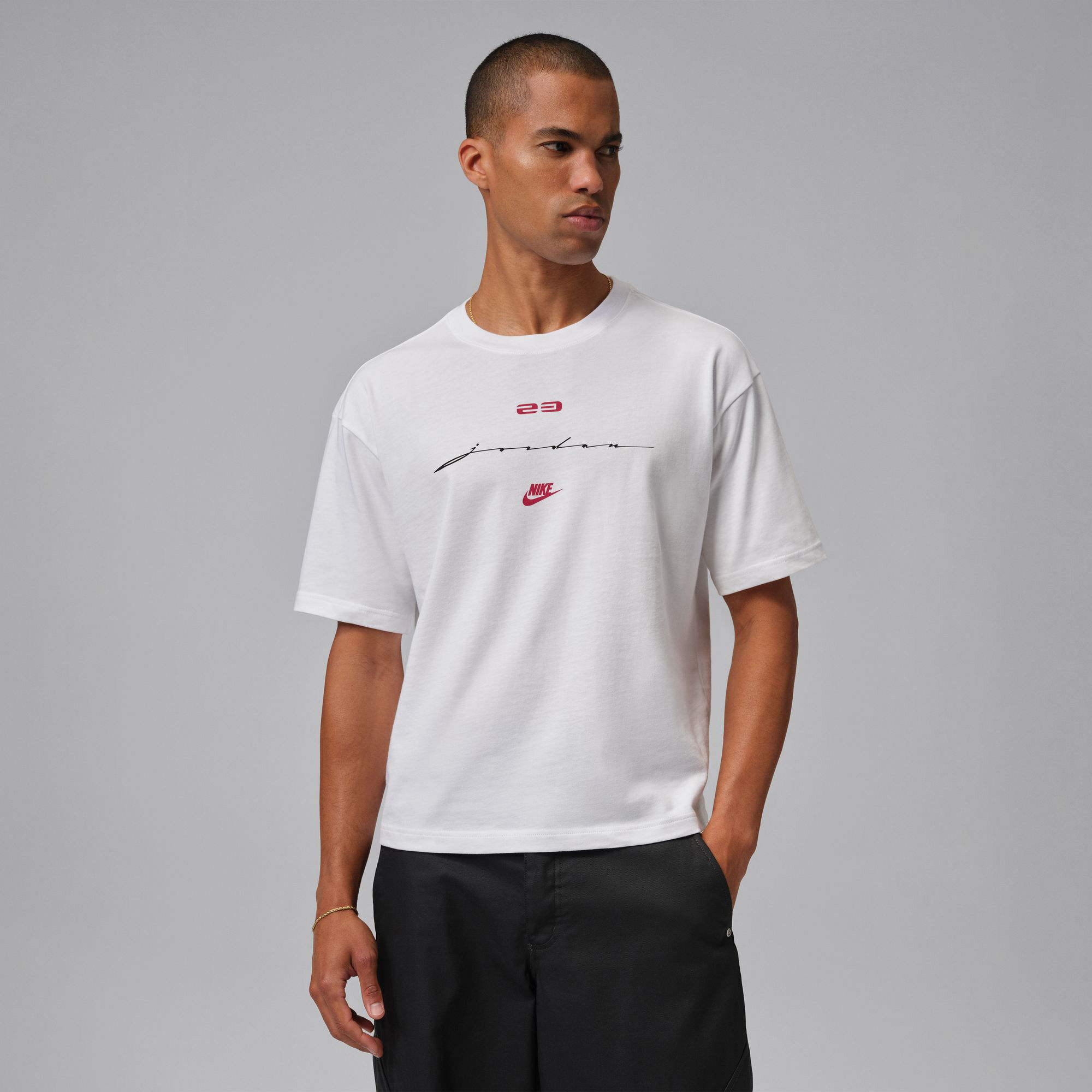 Buy Jordan Flight Men's Script T-Shirt - White/Gym Red @ Nike UAE