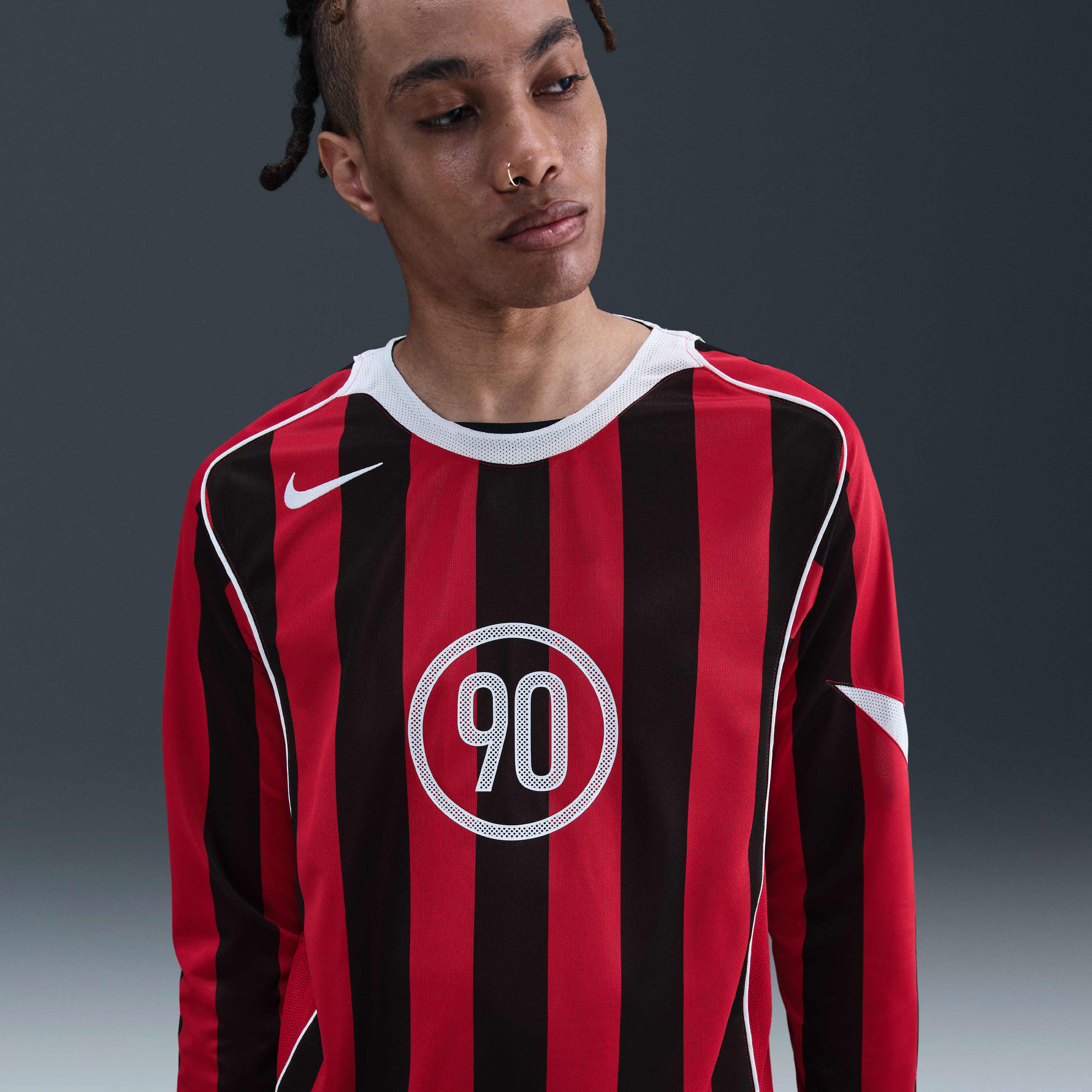 Buy Nike Total 90 Men's Dri-FIT Long-Sleeve Football Top - Gym Red ...