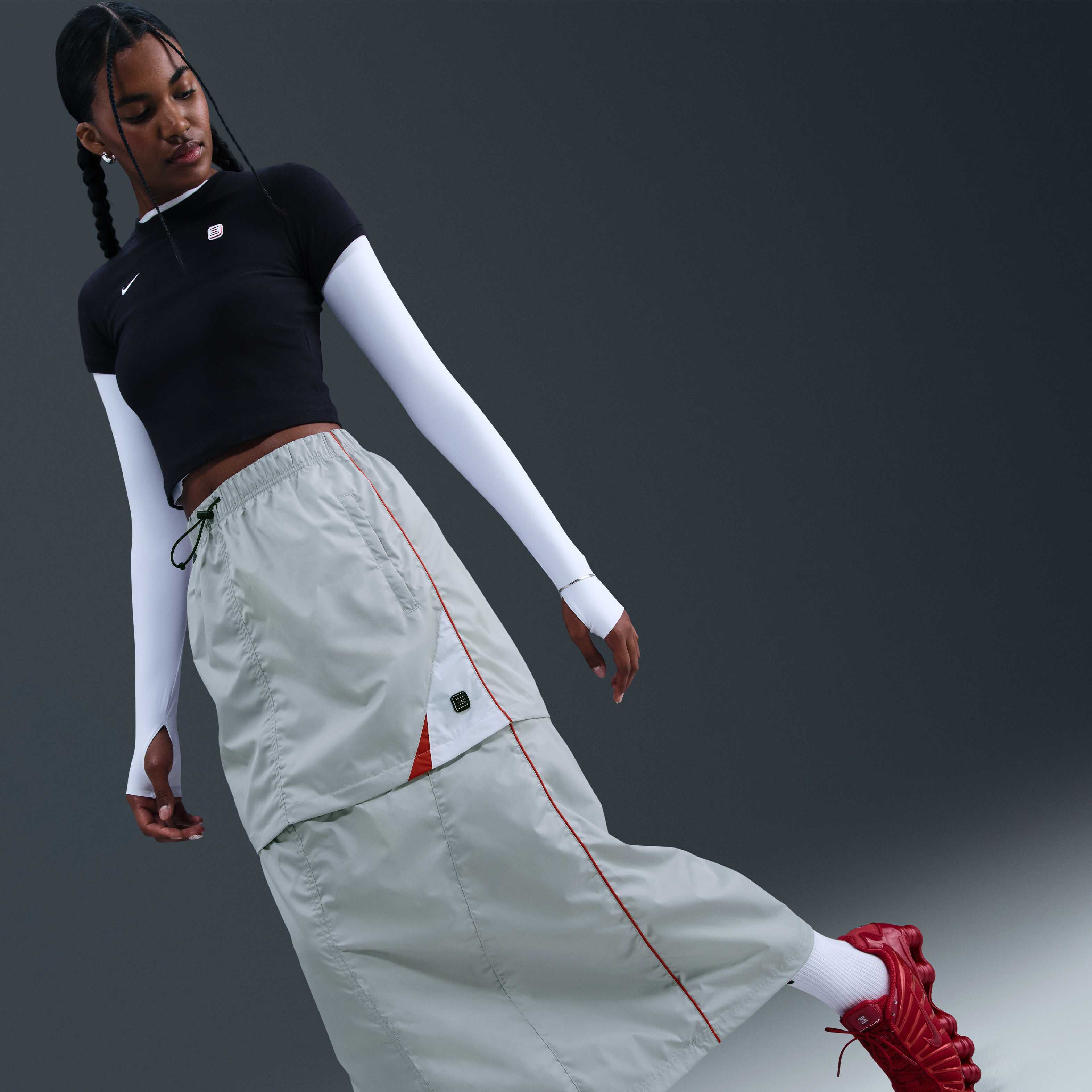 Buy Nike Sportswear Shox Woman's Zip-Off Skirt - Grey Fog/White ...
