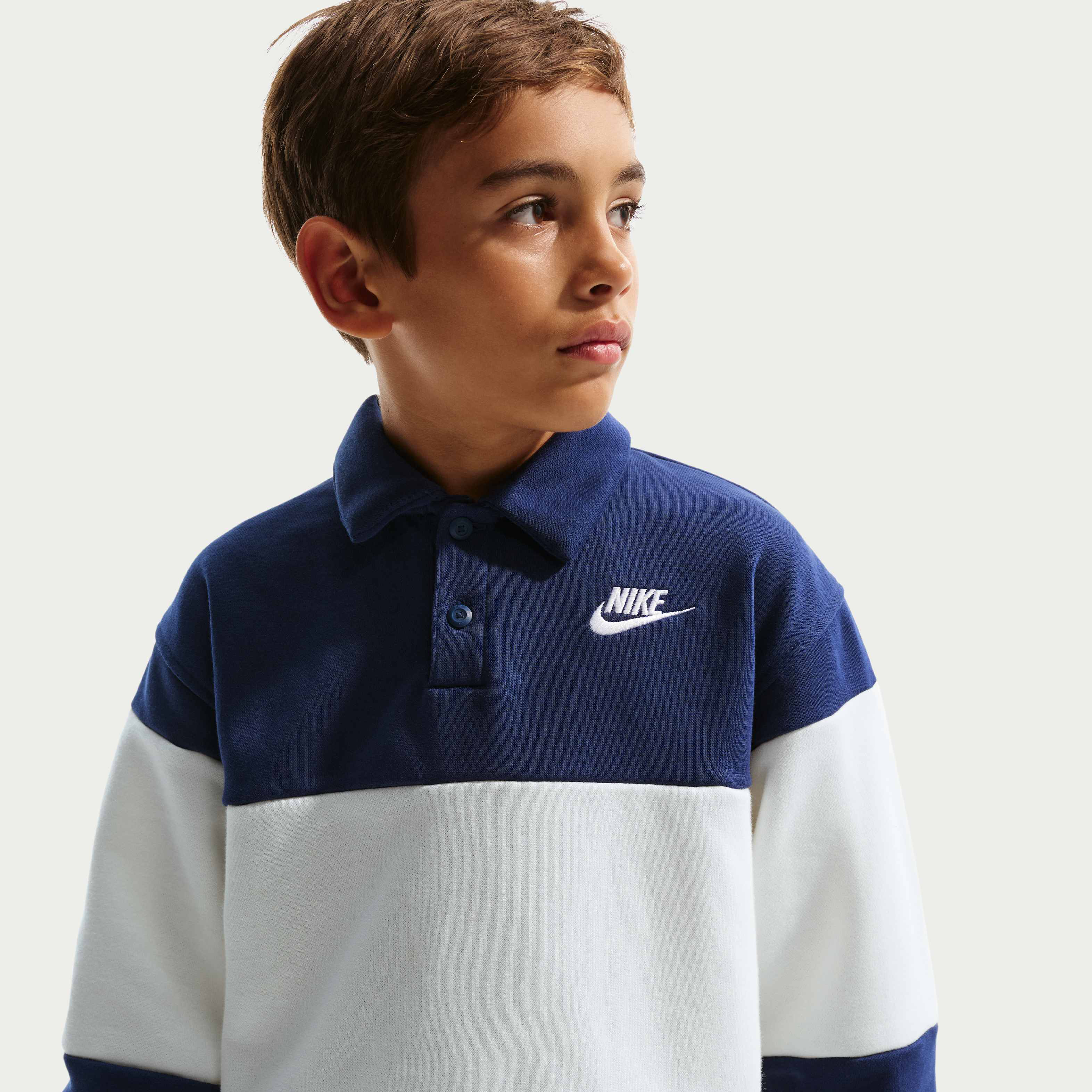 Buy Nike Sportswear Club Older Kids' French Terry Rugby - Midnight Navy ...