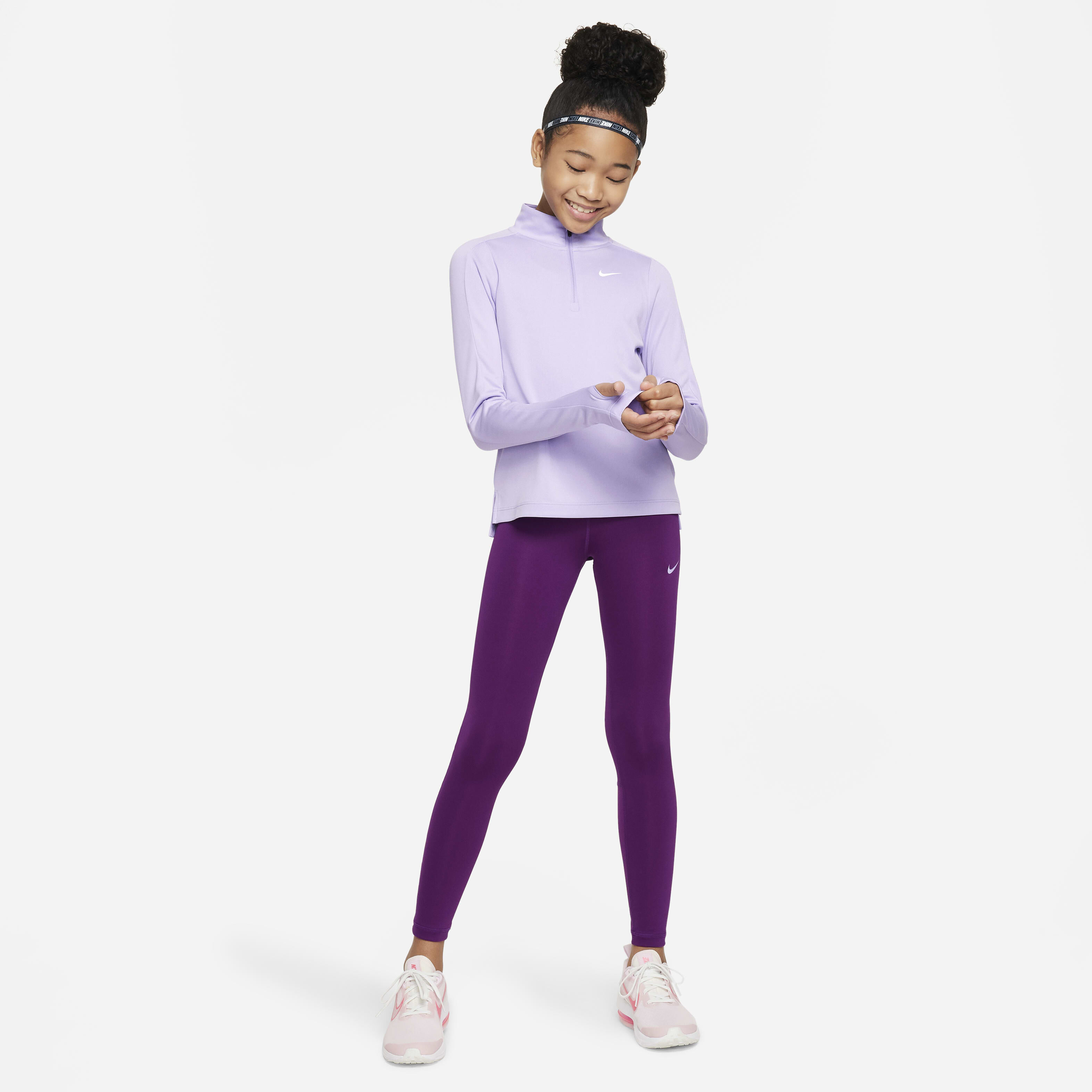 Buy Nike Girls' Dri-FIT Long-Sleeve 1/4-Zip Top - Hydrangeas/White ...
