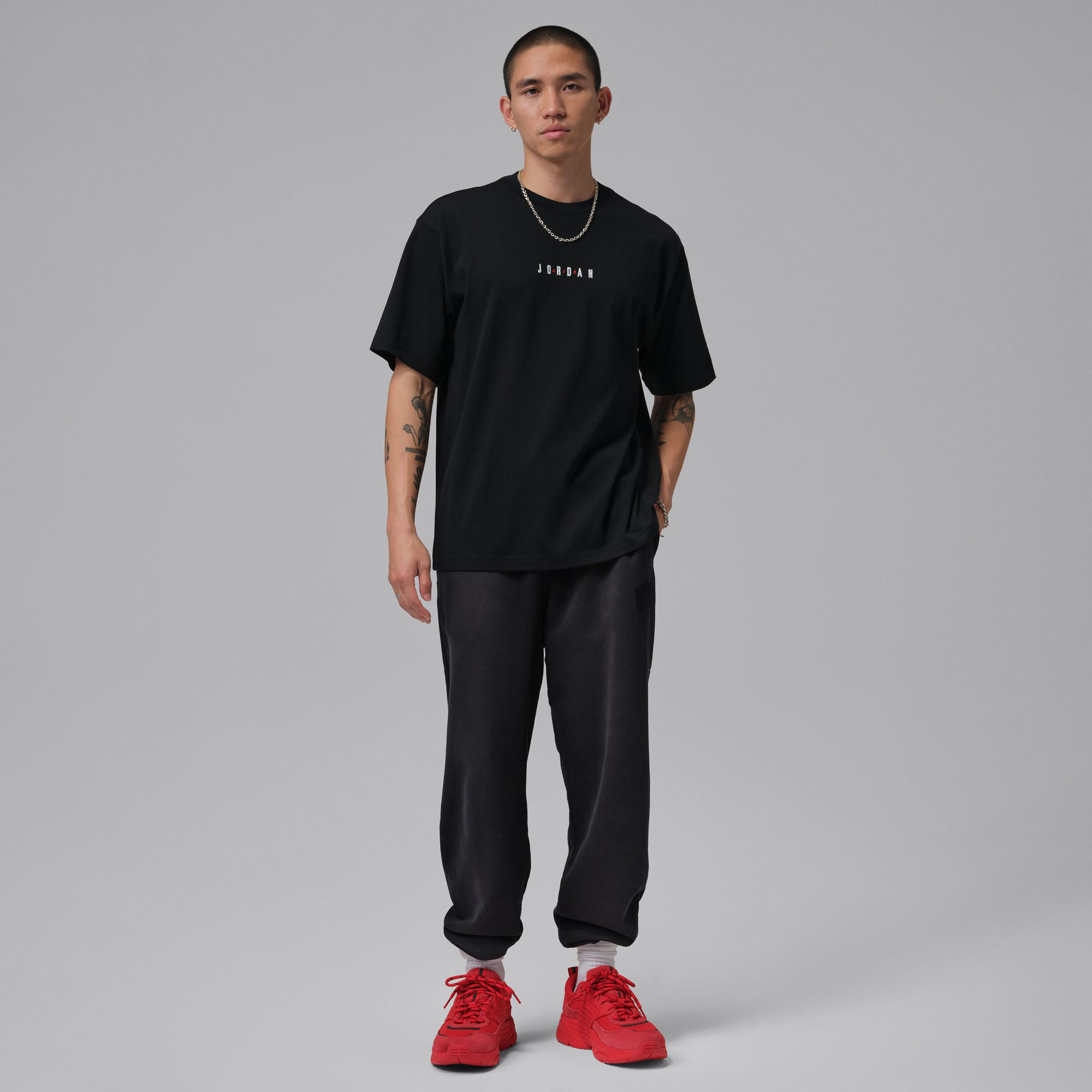 Buy Jordan Men's Embroidered T-Shirt - Black/Sail/Sail @ Nike UAE