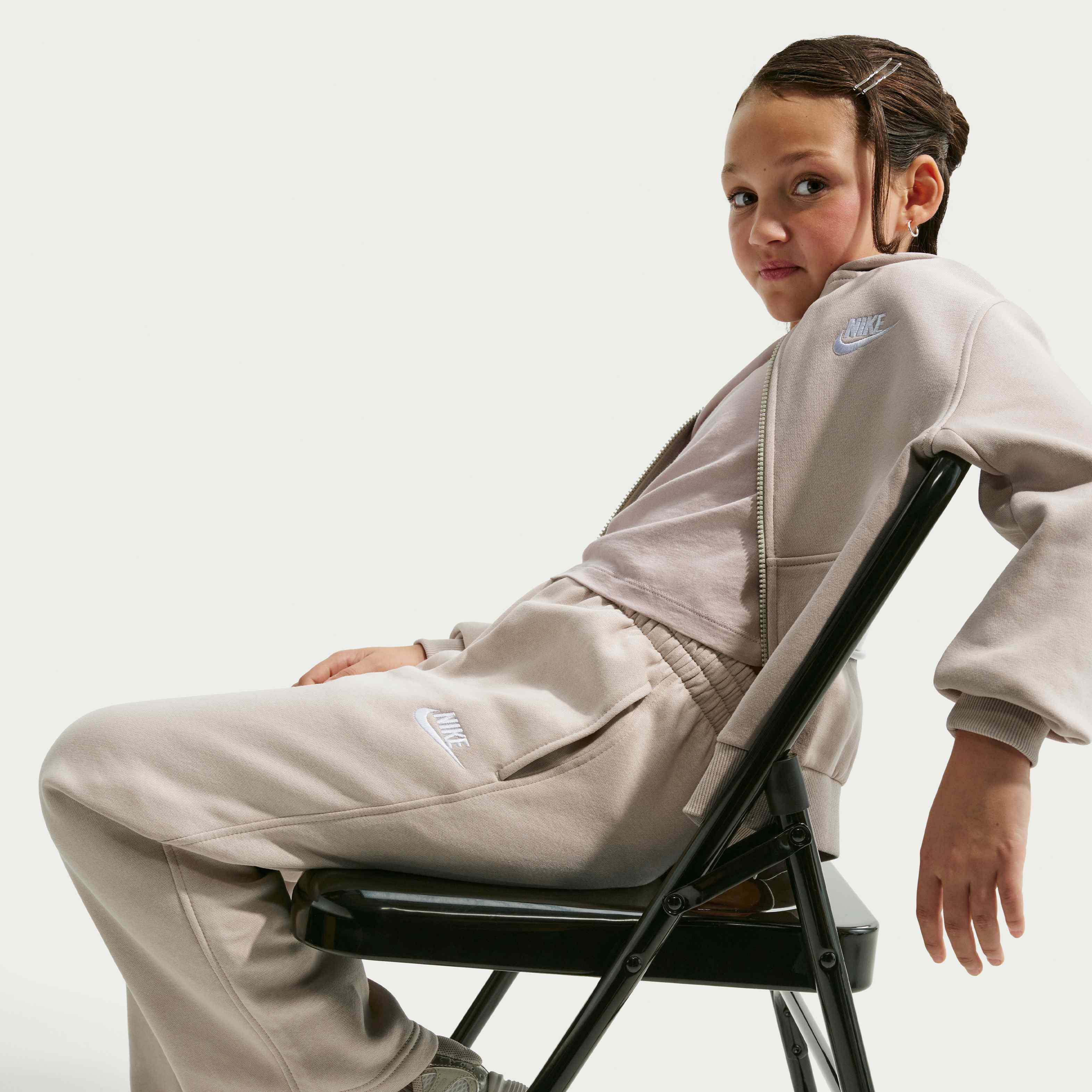 Buy Nike Sportswear Kids' Loose Open-Hem Trousers - Cream II/White ...