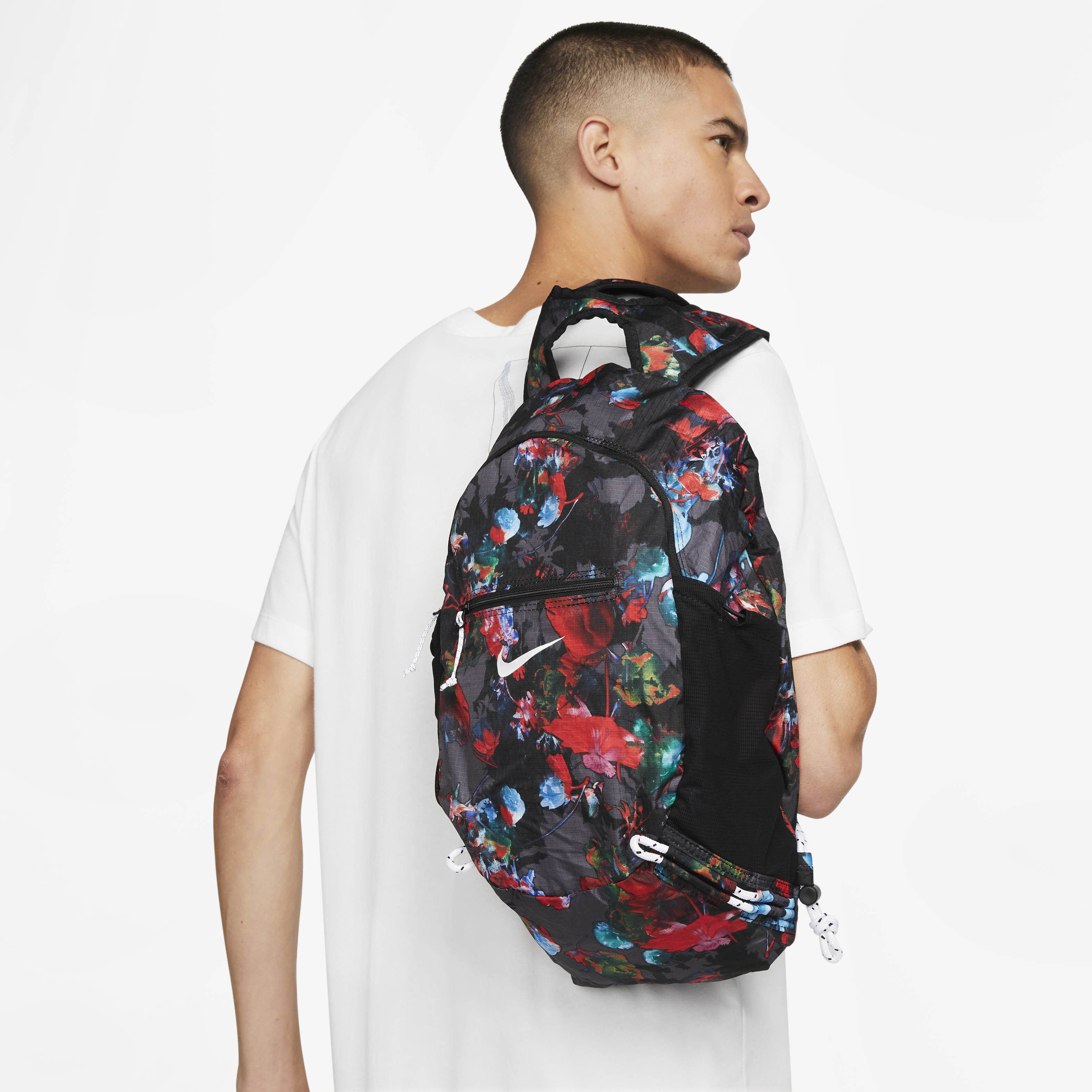 Buy Nike Printed Stash Backpack (17L) - Black/Black/White | Nike UAE ...
