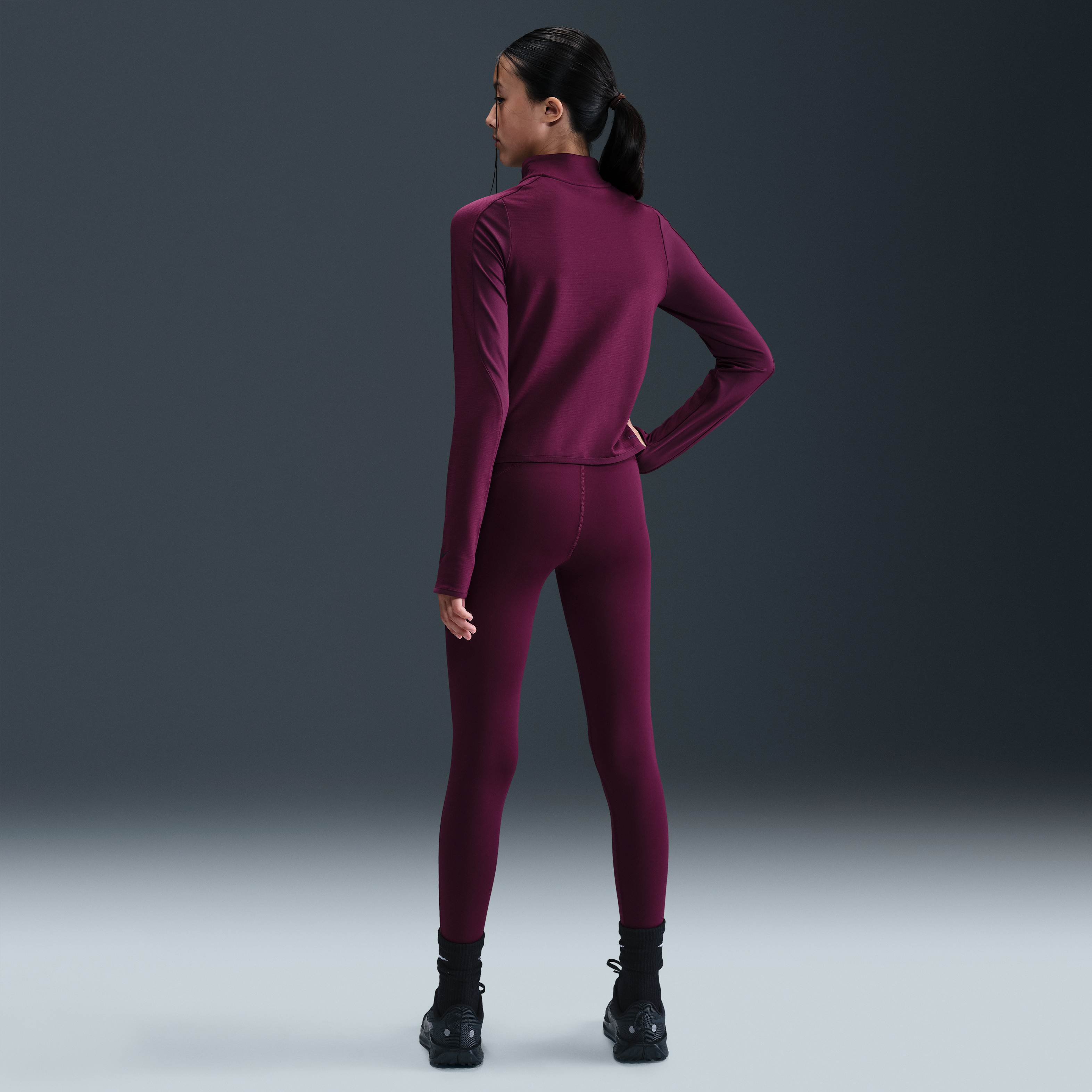 Buy Nike Pro Older Kids' (Girls') Therma-FIT 1/2-Zip Long-Sleeve Top ...