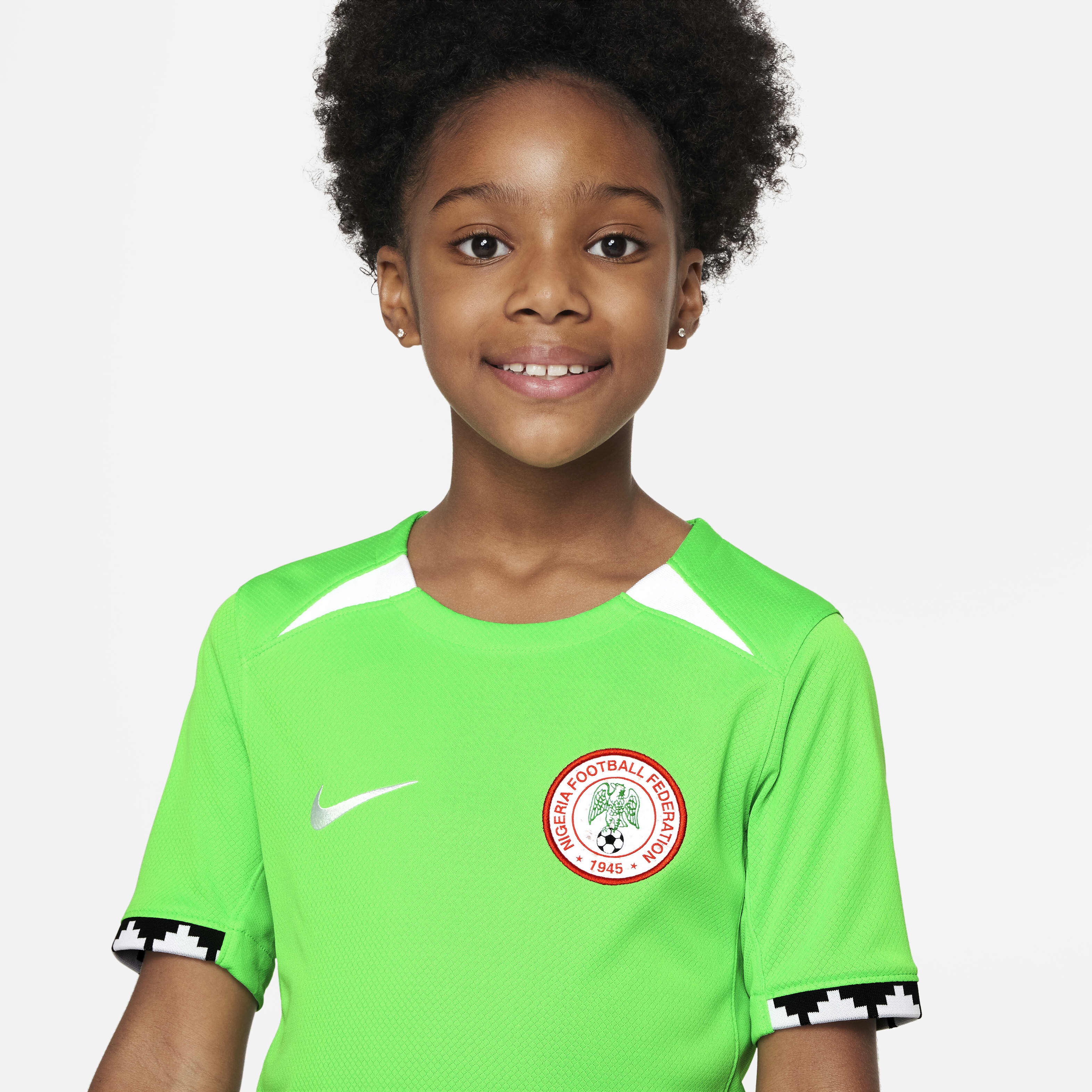 Buy Nigeria 2023 Stadium Home Older Kids' Nike Dri-FIT Football Shirt - Poison Green/White/White ...
