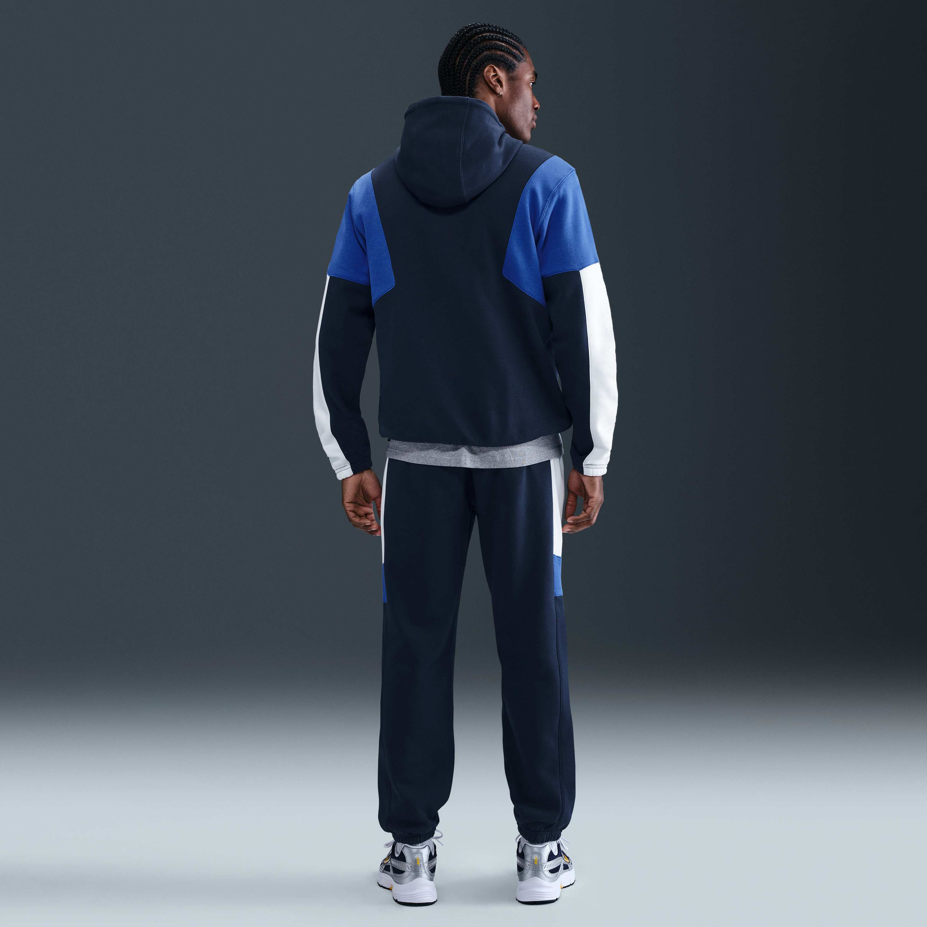 Buy Nike Sportswear Club Men's Fleece Hooded Tracksuit - Obsidian/White ...