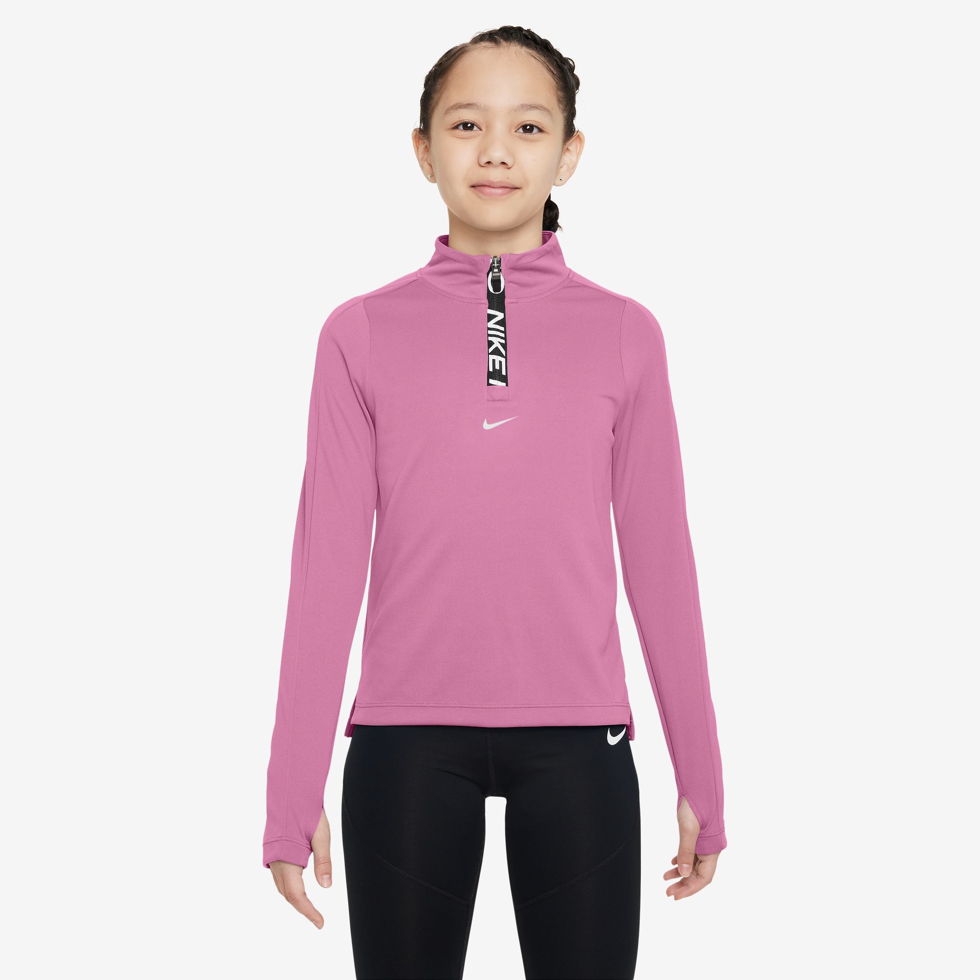 Buy Nike Pro Girls' Dri-FIT Long-Sleeve 1/2-Zip Top - Magic Flamingo ...